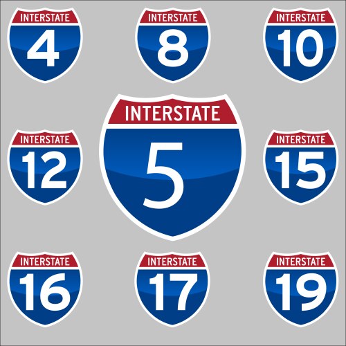 Interstate signs Royalty Free Vector Image - VectorStock