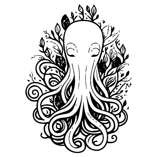 Octopus flower sketch hand draw Royalty Free Vector Image