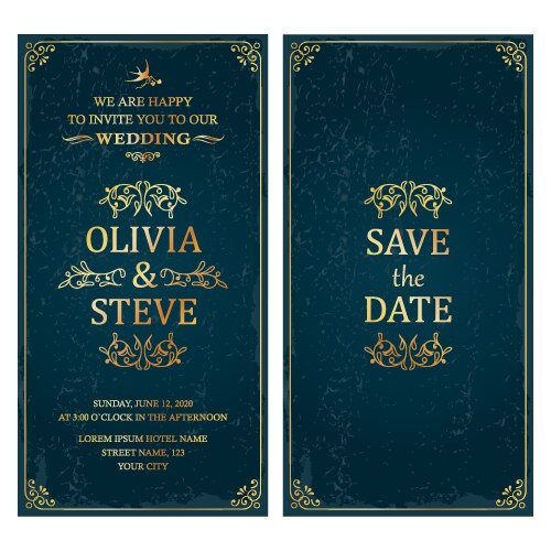 Vintage classic wedding invitation Royalty Free Vector Image