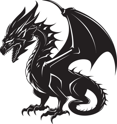 Draconic dynasty full body dragon logo emblem Vector Image