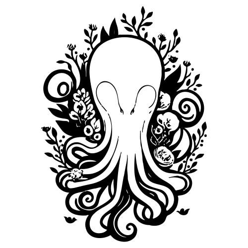Octopus flower sketch hand draw Royalty Free Vector Image
