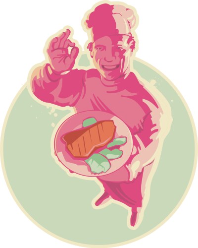 Smiling cook show okay Royalty Free Vector Image