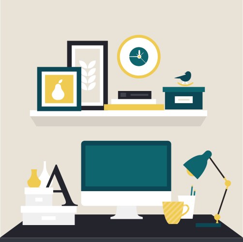 Work desk Royalty Free Vector Image - VectorStock