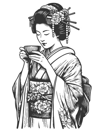 Elegant geisha with umbrella Royalty Free Vector Image