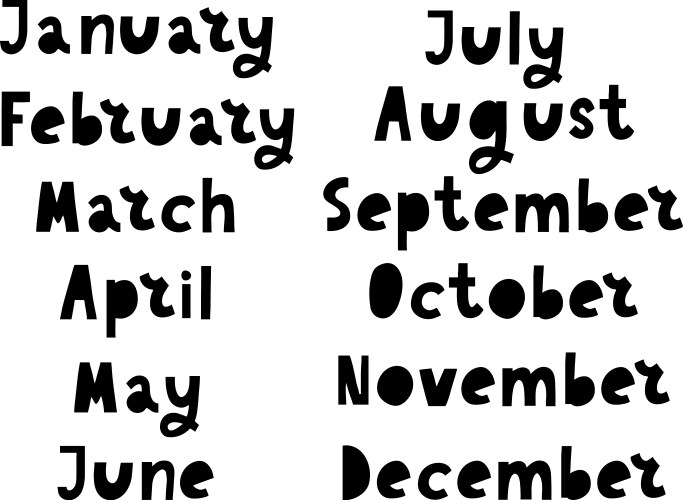 Months Names Font Vector Images (over 570)
