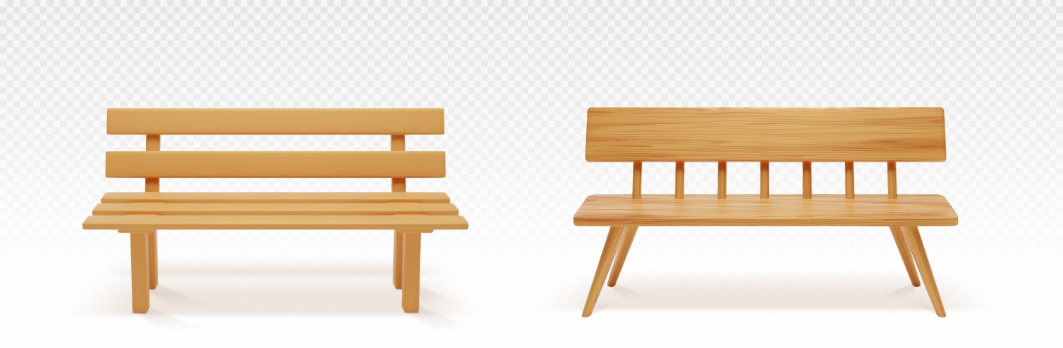 Wooden park or backyard bench front view Vector Image