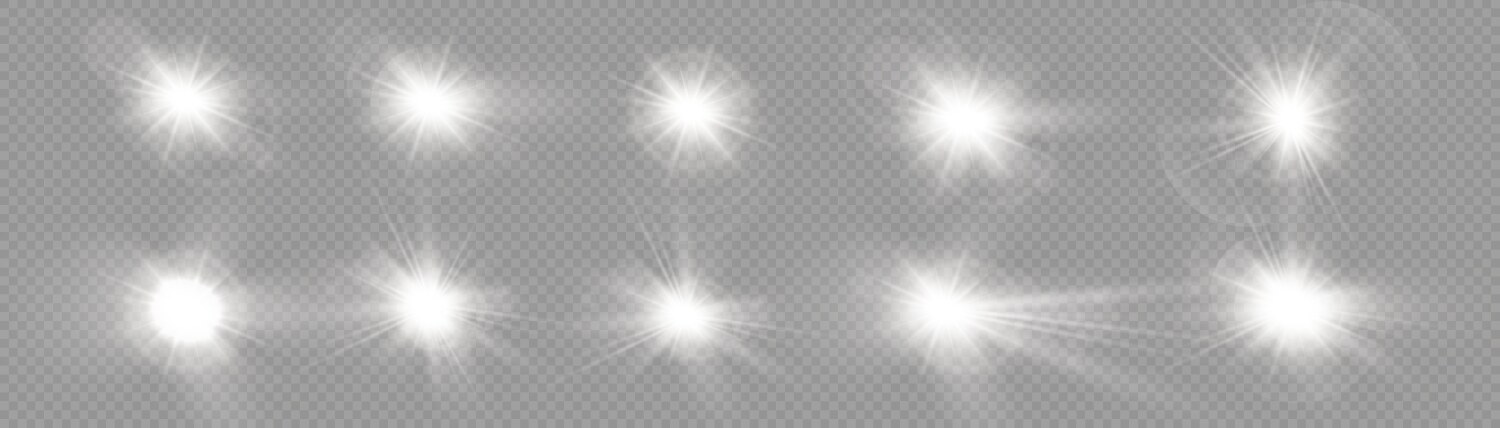 Sunlight glare effects realistic set Royalty Free Vector
