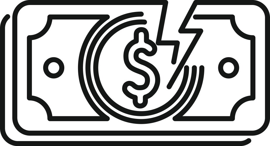 Lightning bolt striking dollar bill symbolizing Vector Image