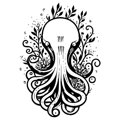 Octopus flower sketch hand draw Royalty Free Vector Image