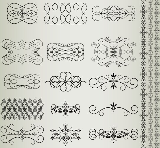Black hand drawn floral design elements Royalty Free Vector