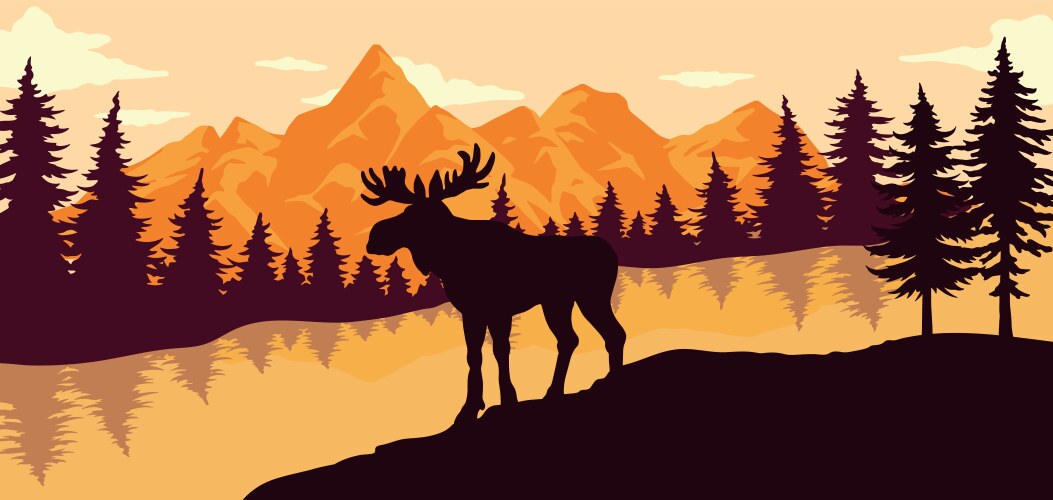 Moose Deer Sunset Silhouette