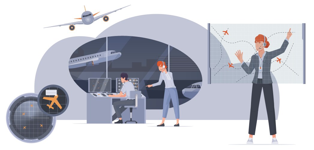 Air Control & Traffic Management Royalty Free Vector