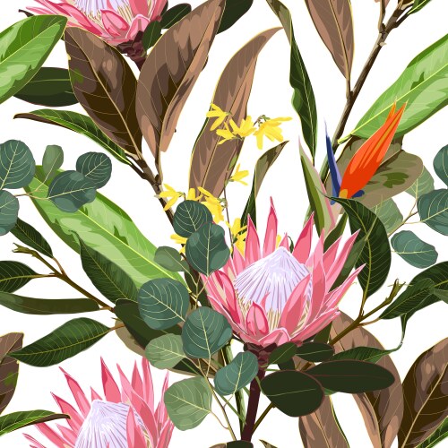 Tropical flowers seamless Royalty Free Vector Image