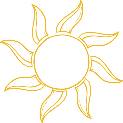 Painted yellow sun hot bright sunlight sign Vector Image