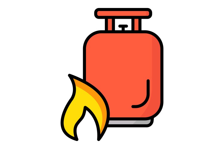 Propane icon gas cylinder with fire related Vector Image