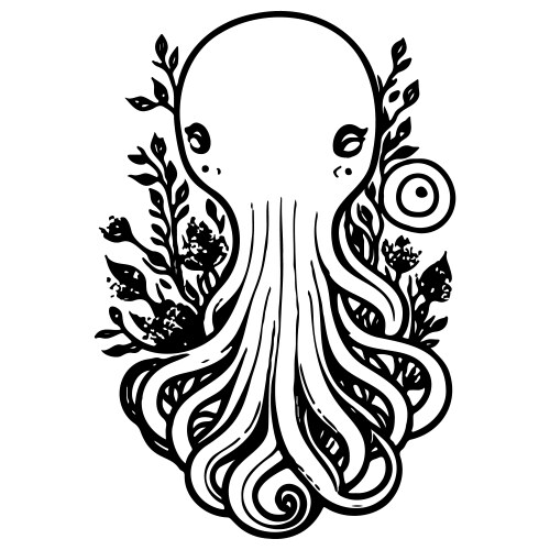 Octopus flower sketch hand draw Royalty Free Vector Image