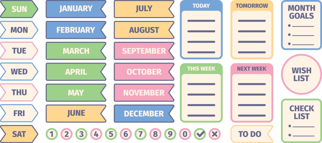 Planner Stickers & Calendar Elements – Royalty-Free Vector | VectorStock