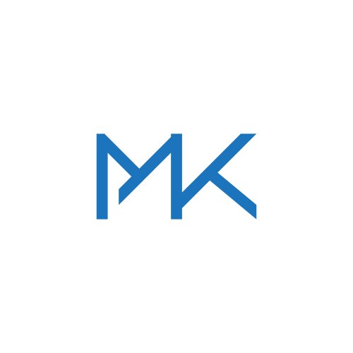 Letter mk silhouette unique shape logo Royalty Free Vector
