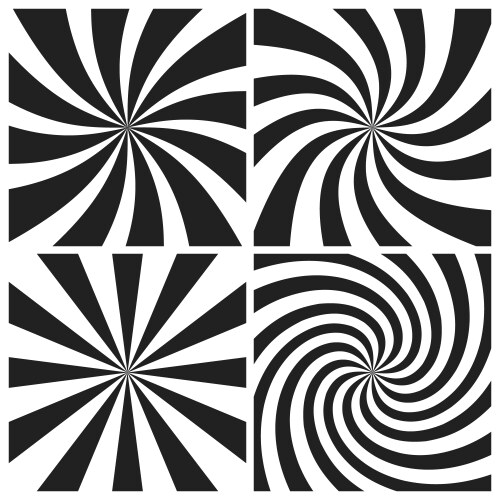 Radial spiral rays set psychedelic Royalty Free Vector Image