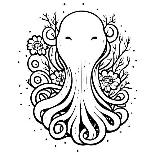 Octopus flower sketch hand draw Royalty Free Vector Image