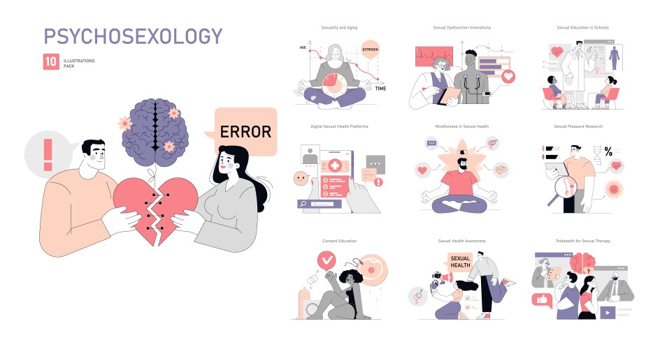 Psychosexology flat Royalty Free Vector Image - VectorStock