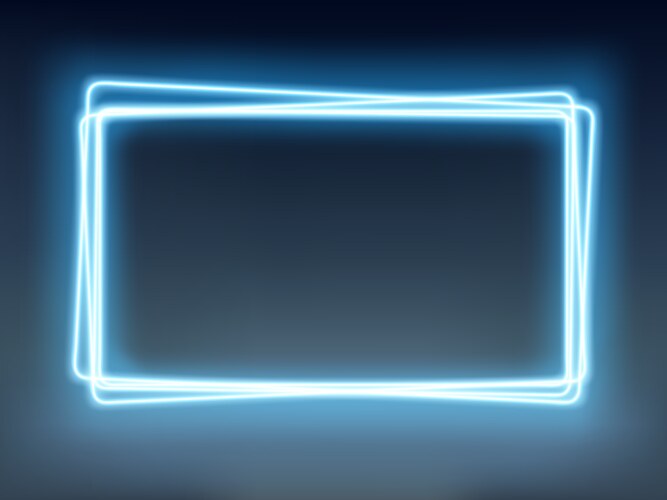 Rectangular blue neon frame Royalty Free Vector Image