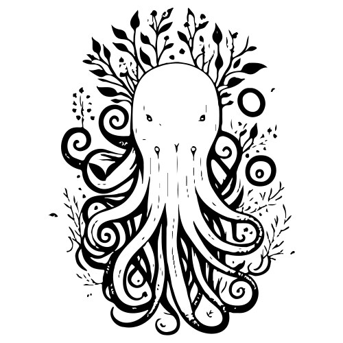 Octopus flower sketch hand draw Royalty Free Vector Image