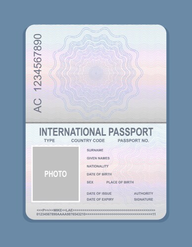 Blank open passport template isolated Royalty Free Vector