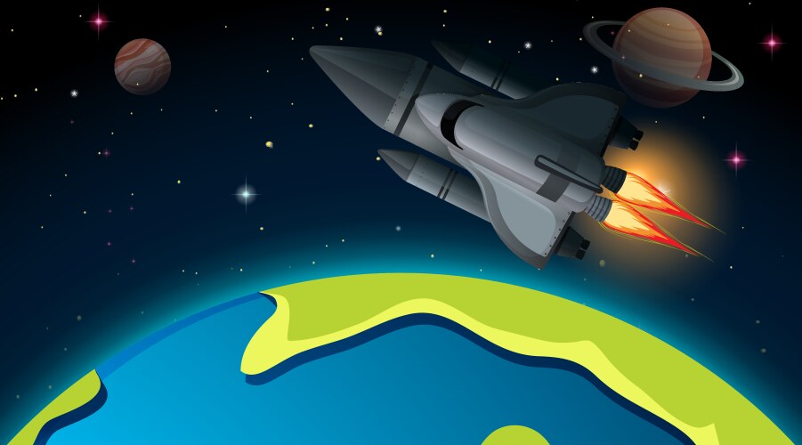Comic cartoon rocket space ship Royalty Free Vector Image