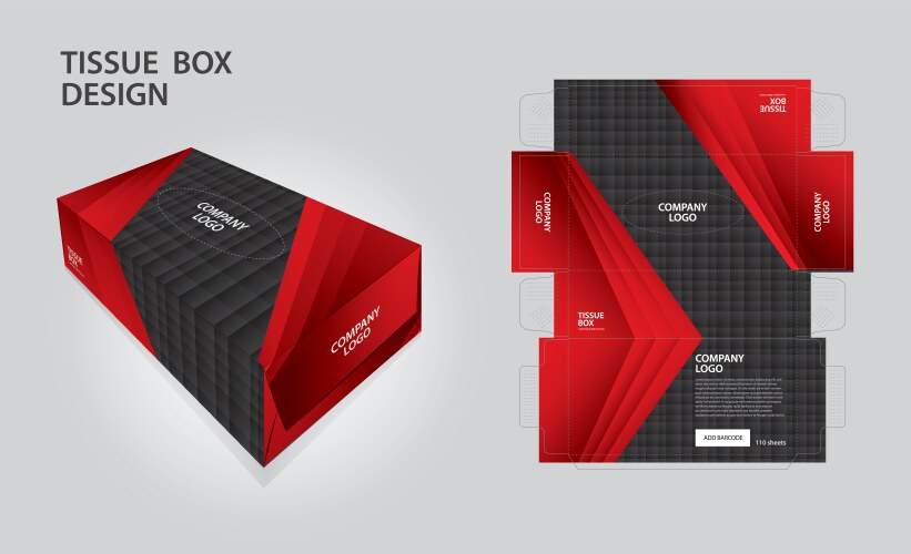 Tissue box packaging design on geometric Vector Image