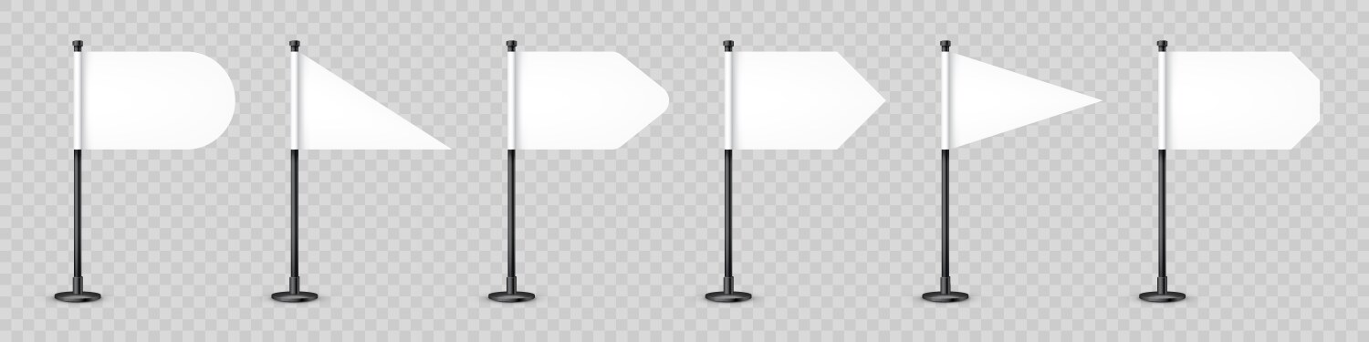 Realistic table flag on a steel pole blank white Vector Image