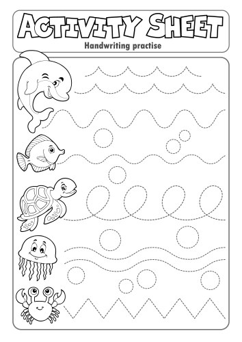 Activity sheet handwriting practise 9 Royalty Free Vector