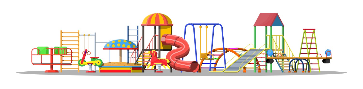 Kids playground flat style set of design elements Vector Image