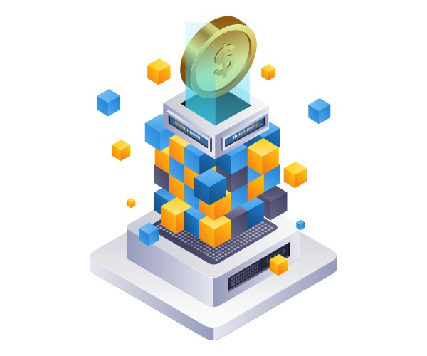 Blockchain business computer technology Royalty Free Vector