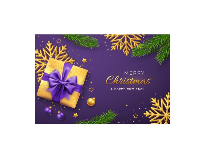 Christmas banner realistic gift boxes with golden Vector Image