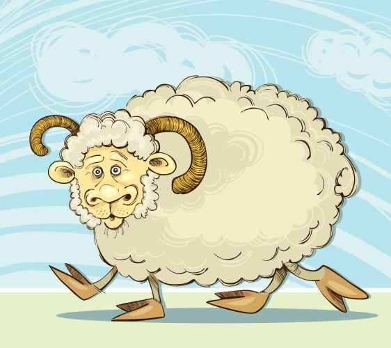Cartoon of funny happy ram Royalty Free Vector Image