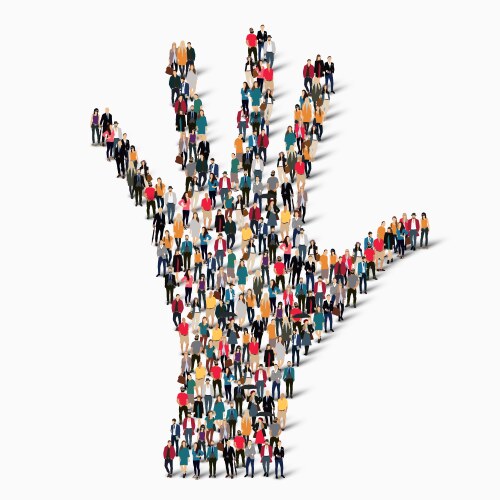 Hand united together form lines and particle Vector Image