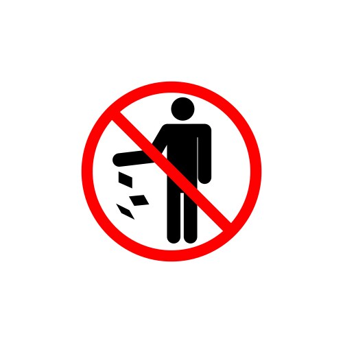 Do not litter in toilet sign icon set drop Vector Image