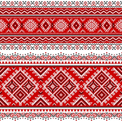 Ethnic seamless pattern with black white red color