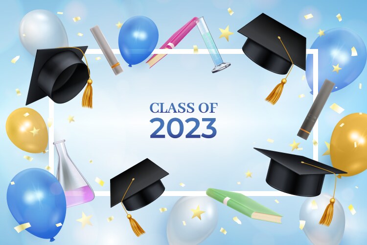 Gradient background for class of 2023 graduation Vector Image