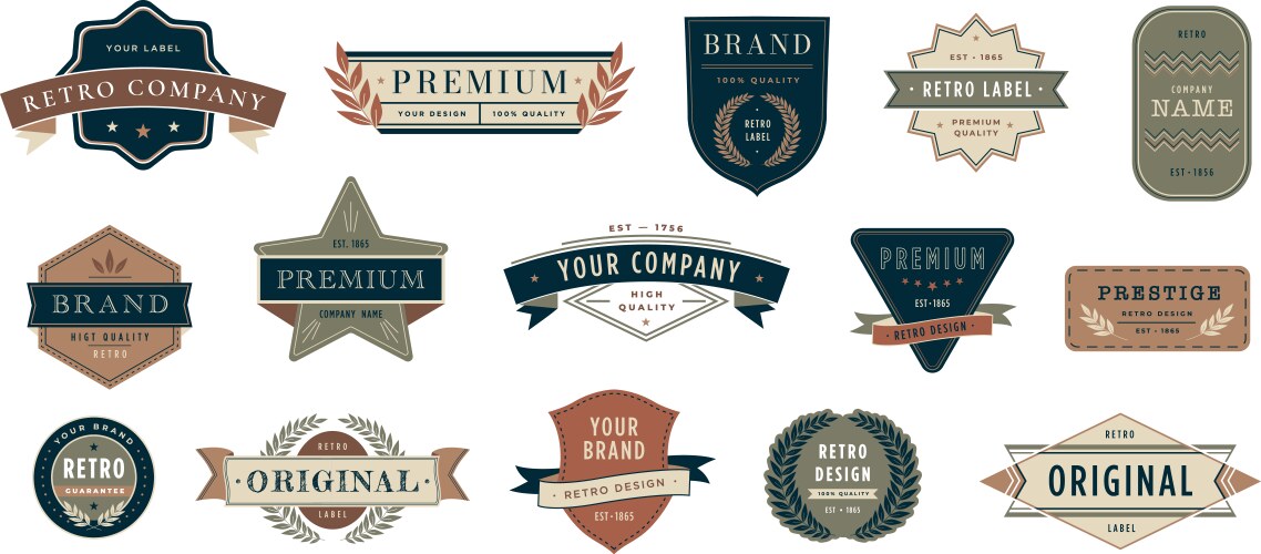 Vintage tag labels ornamental retro badges Vector Image
