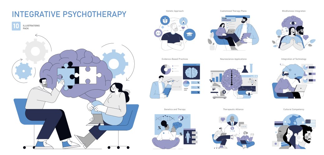 Integrative psychotherapy flat Royalty Free Vector Image