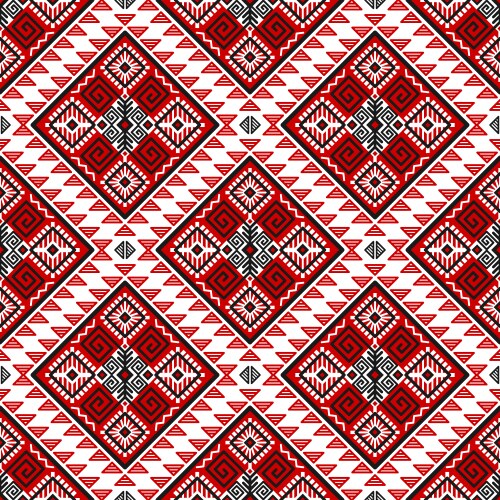 Ethnic seamless pattern with black white red color