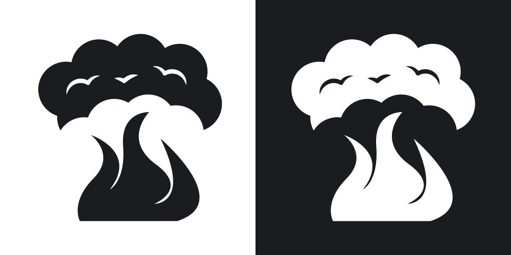 Fire smoke icon set in black and blue colors Vector Image