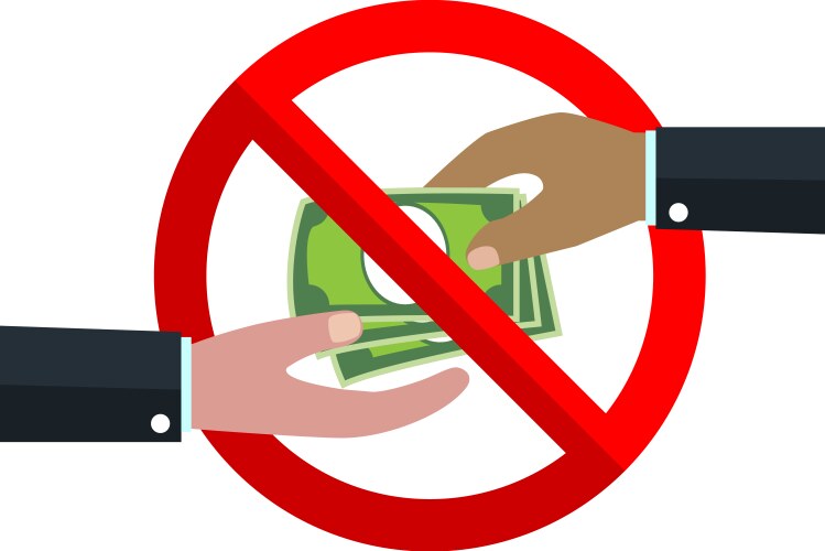 No corruption sign day with hand businessman Vector Image
