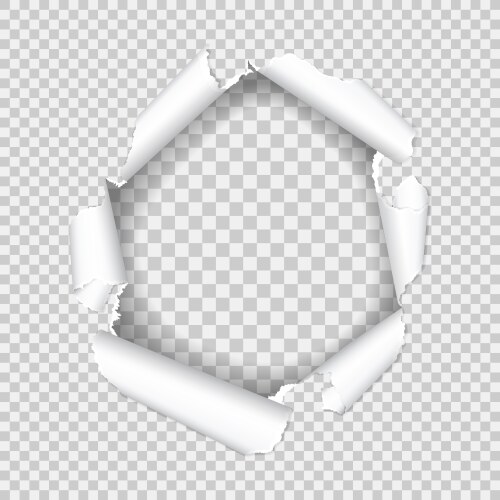 Torn ripped paper hole on transparent background Vector Image