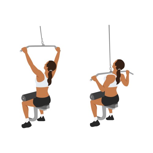 Woman doing cobra lat pulldown exercise Royalty Free Vector