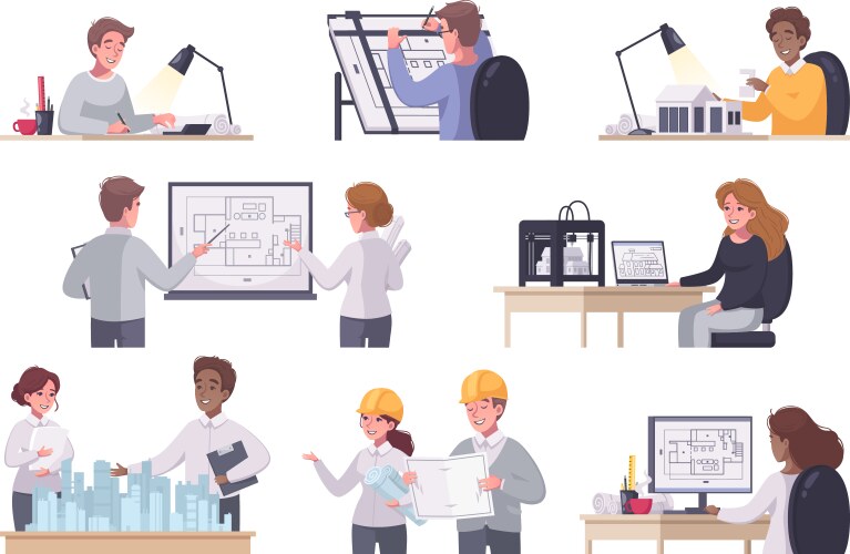 Architect cartoon character Royalty Free Vector Image