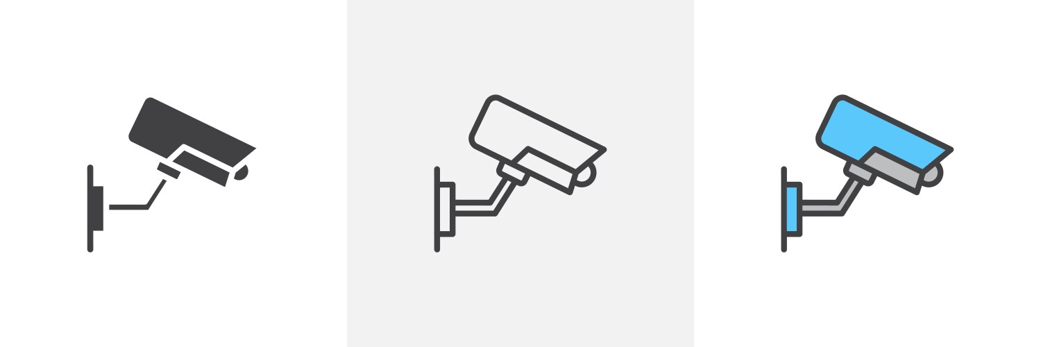 Cctv icon set on white background Royalty Free Vector Image