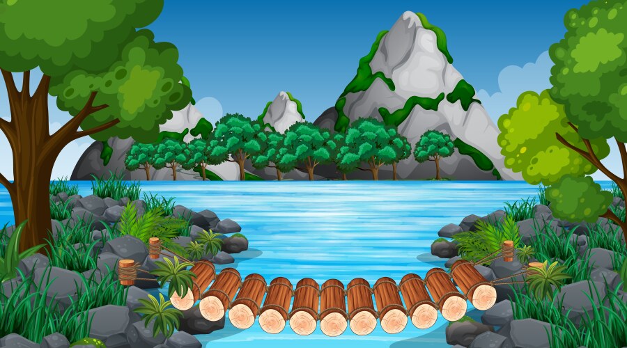 Outdoor lake nature scene Royalty Free Vector Image